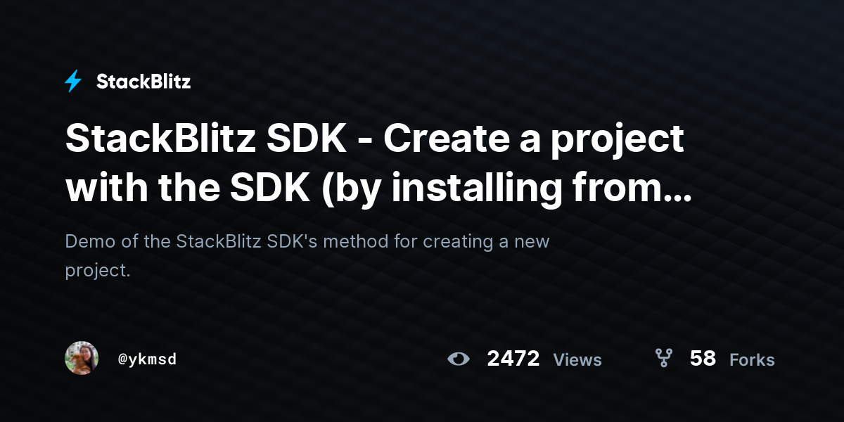 StackBlitz SDK - Create a project with the SDK (by installing from npm ...