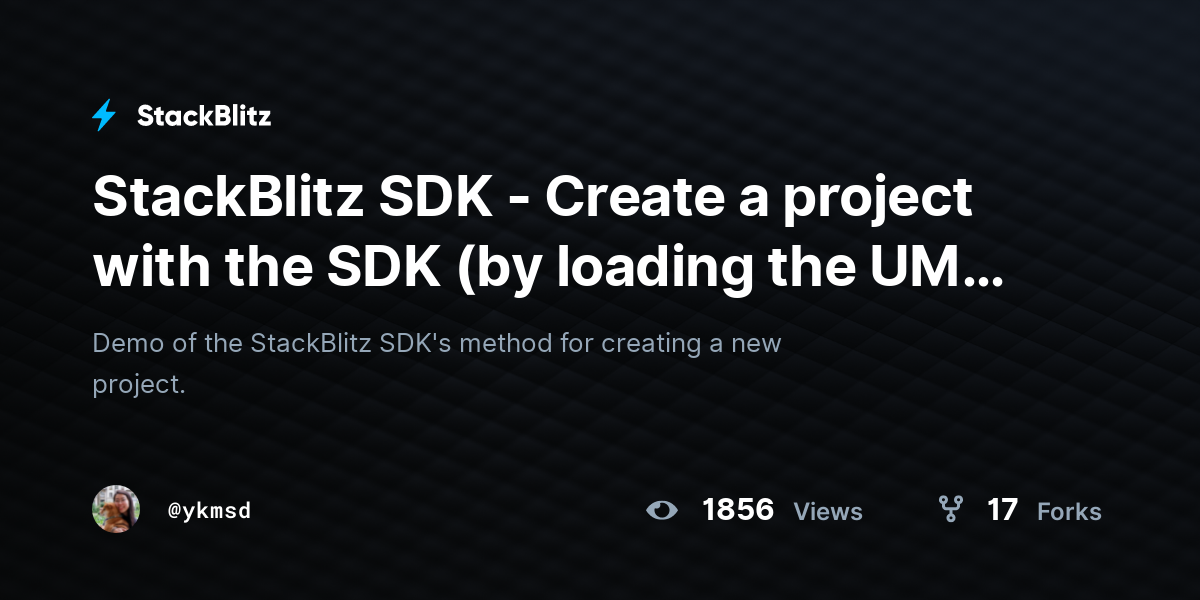 StackBlitz SDK - Create a project with the SDK (by loading the UMD ...