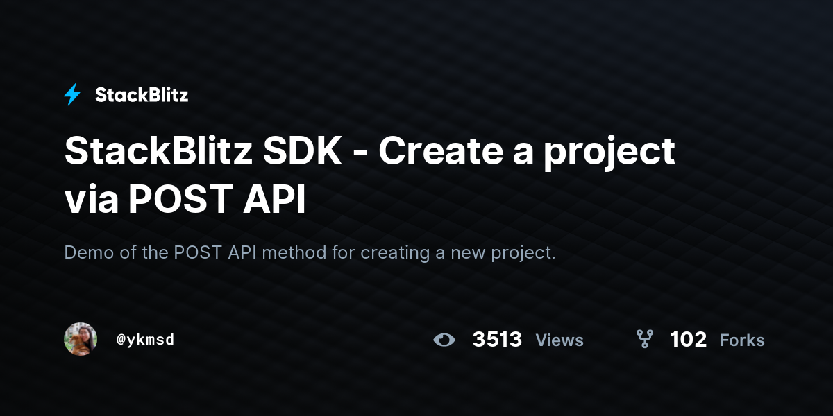 StackBlitz SDK - Create a project via POST API - StackBlitz