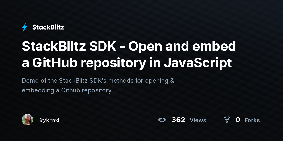 StackBlitz SDK - Open and embed a GitHub repository in JavaScript - StackBlitz