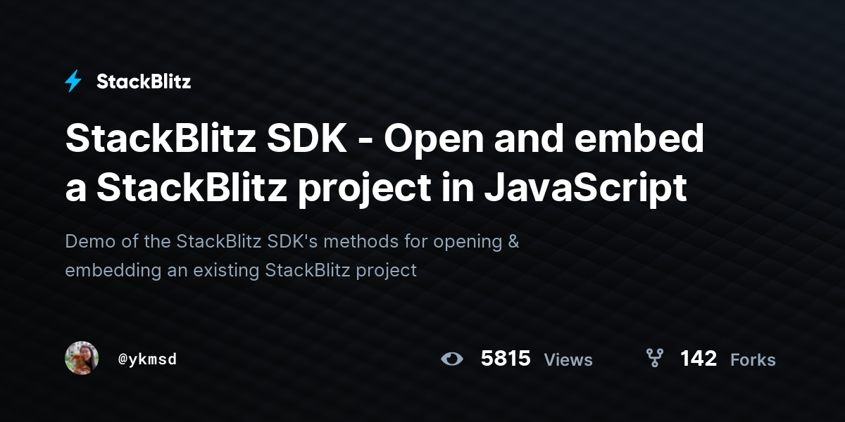 StackBlitz SDK - Open and embed a StackBlitz project in JavaScript - StackBlitz