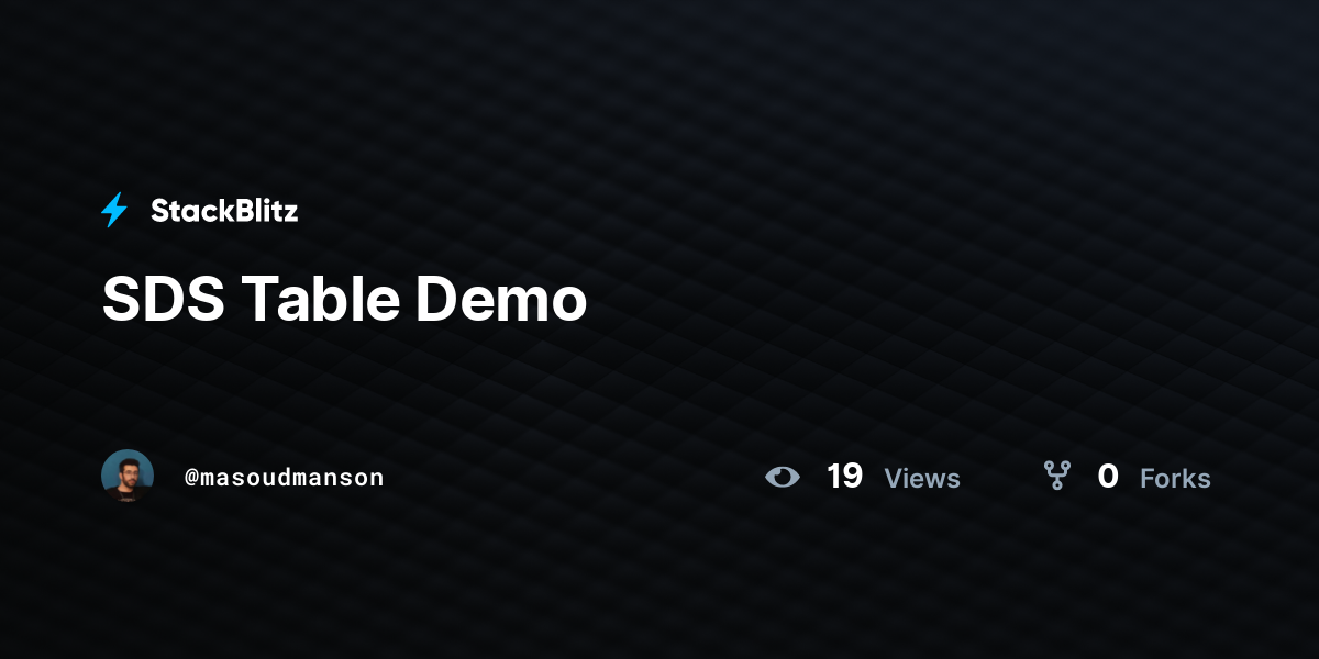 SDS Table Demo - StackBlitz