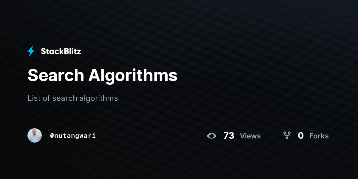 Search Algorithms Stackblitz 
