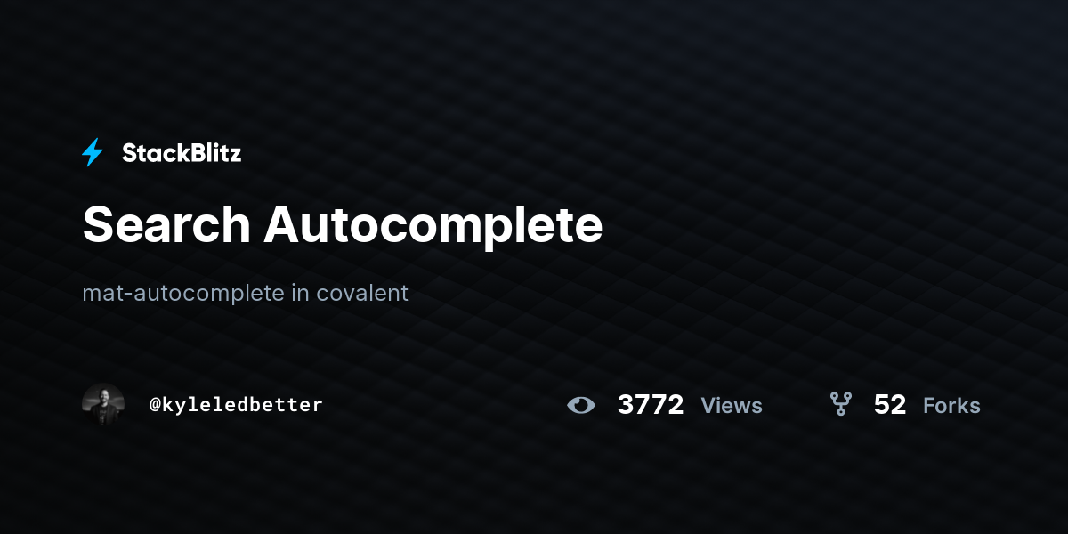 Search Autocomplete - StackBlitz