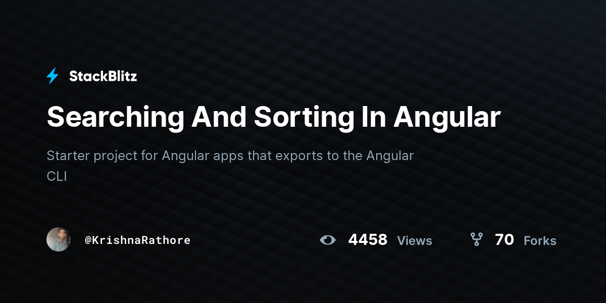 Searching And Sorting In Angular - StackBlitz