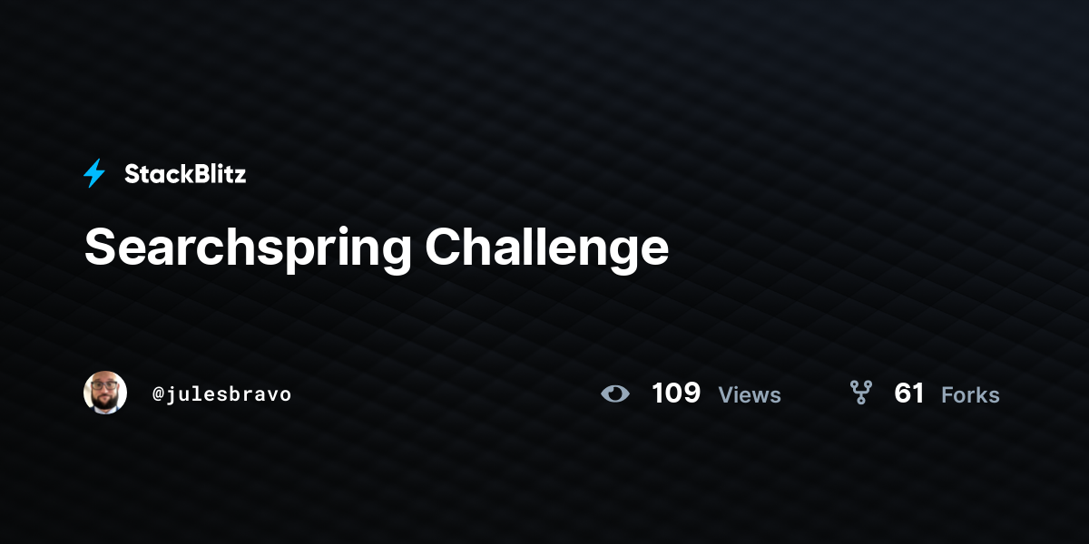 Searchspring Challenge - StackBlitz Searchspring Challenge - StackBlitz