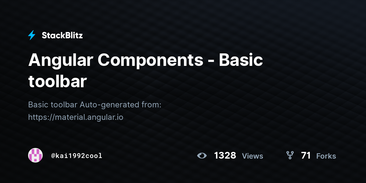 Angular Components - Basic toolbar - StackBlitz