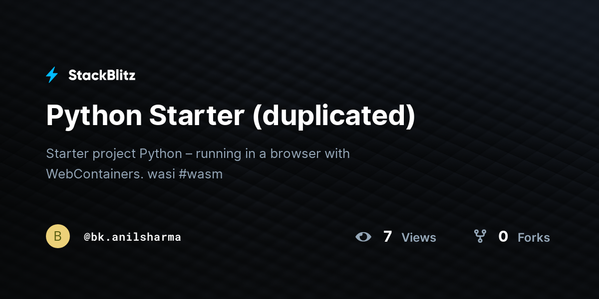 Python Starter (duplicated) - StackBlitz
