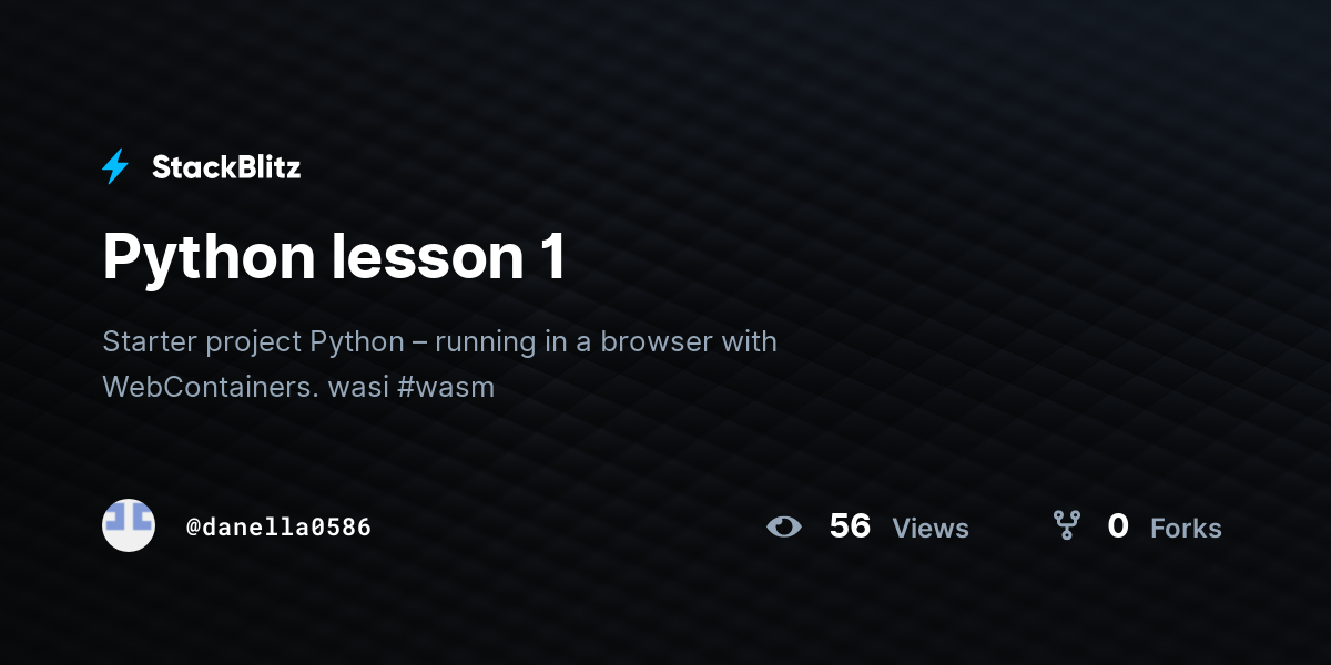 Python lesson 1 - StackBlitz