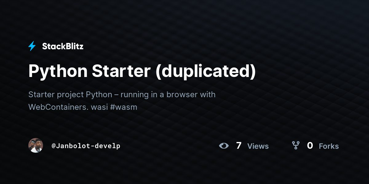 Python Starter (duplicated) - StackBlitz