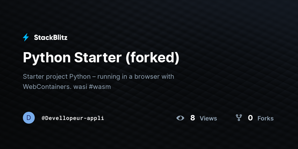 Python Starter Forked Stackblitz
