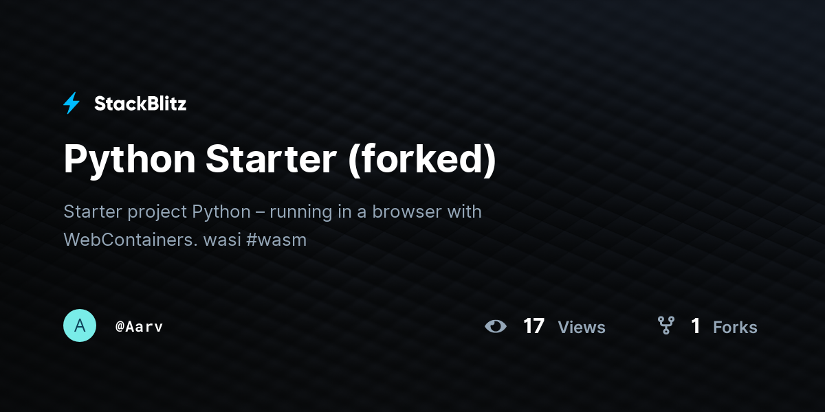 Python Starter Forked Stackblitz