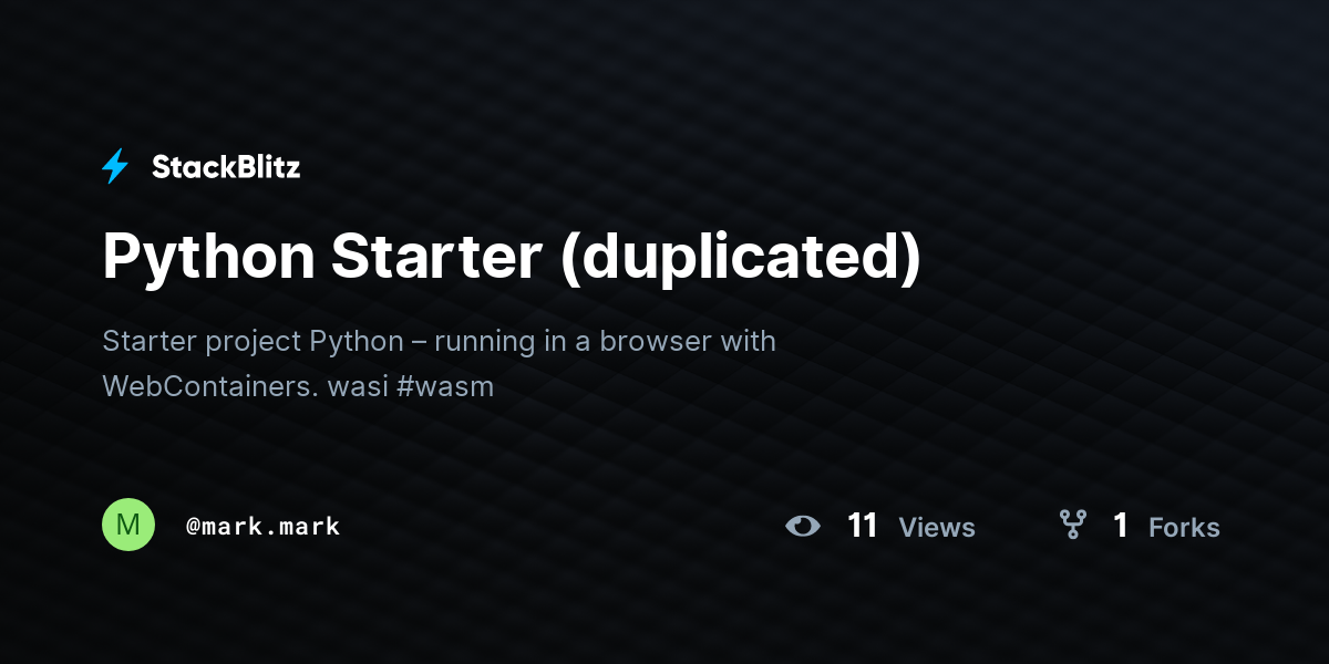 Python Starter Duplicated Stackblitz