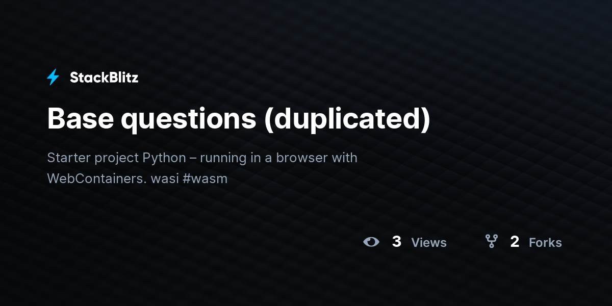 Base questions (duplicated) - StackBlitz