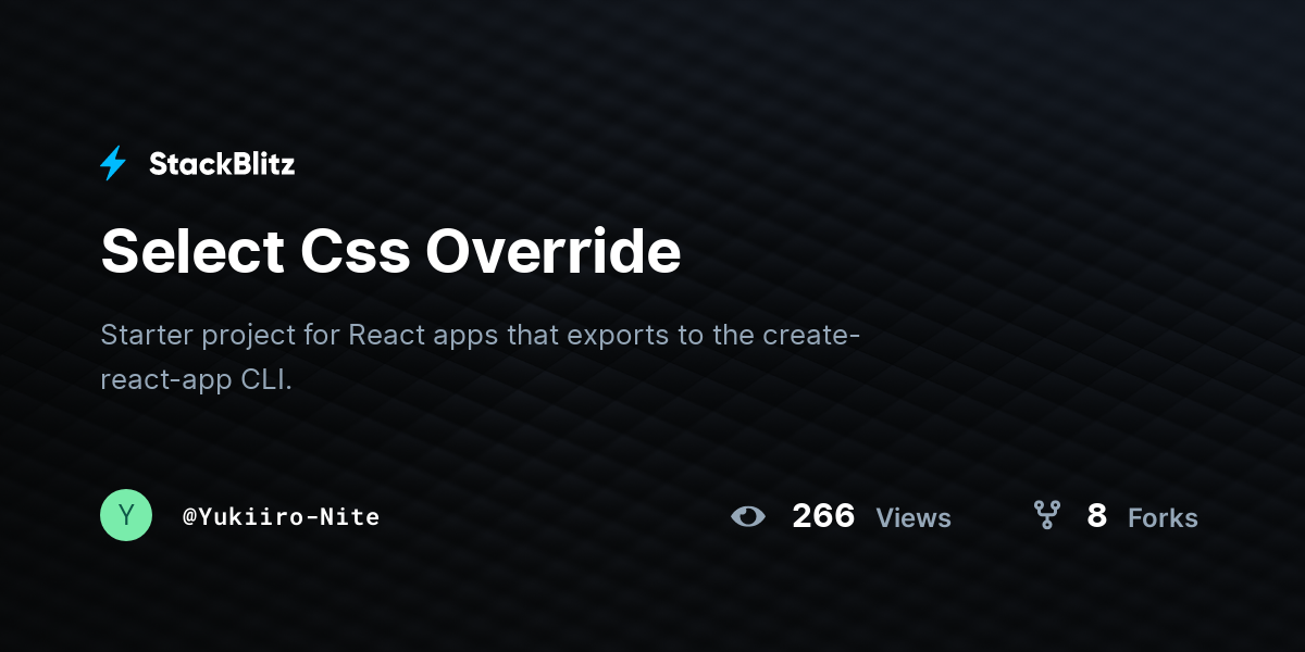 Select Css Override - StackBlitz