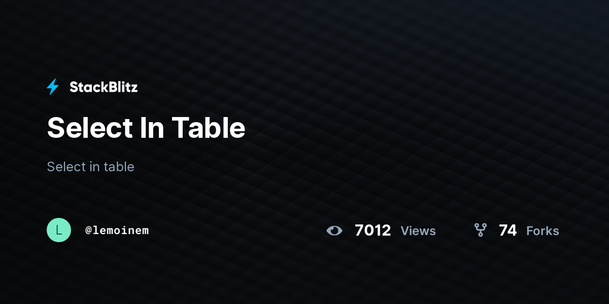 Select In Table - StackBlitz