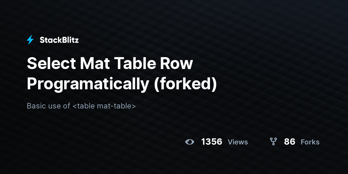 Select Mat Table Row Programatically (forked) - StackBlitz