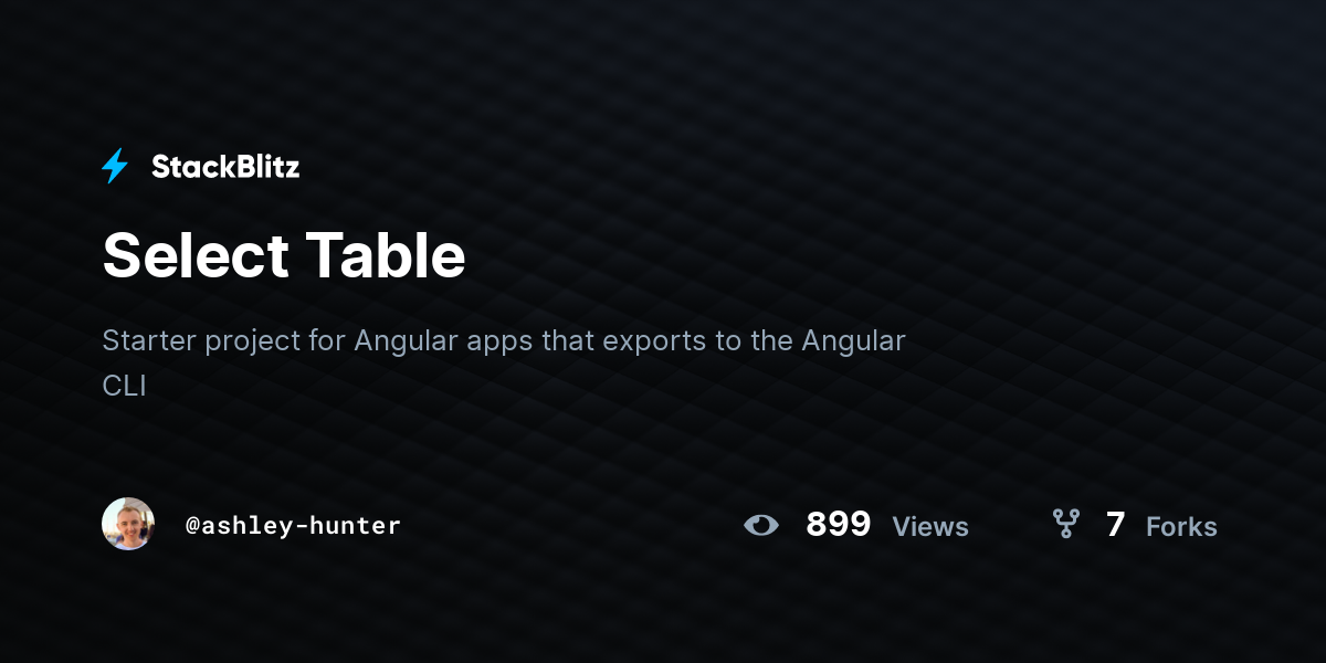 Select Table - StackBlitz