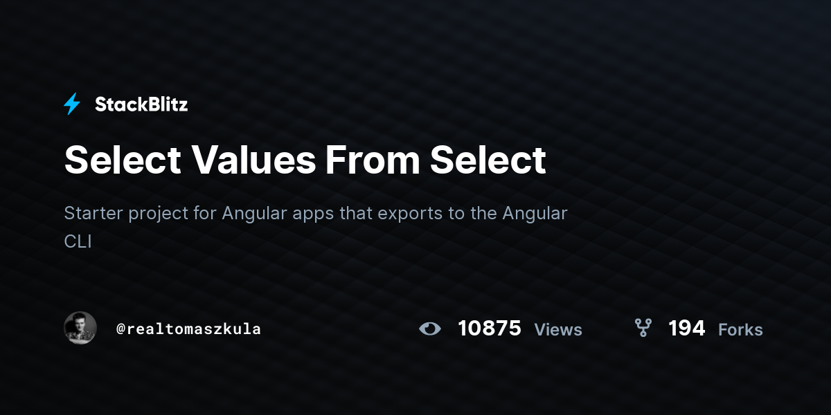 Select Values From Select - StackBlitz