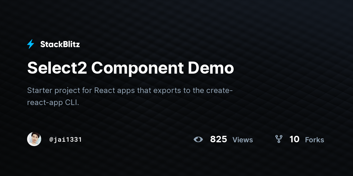 Select2 Component Demo - StackBlitz