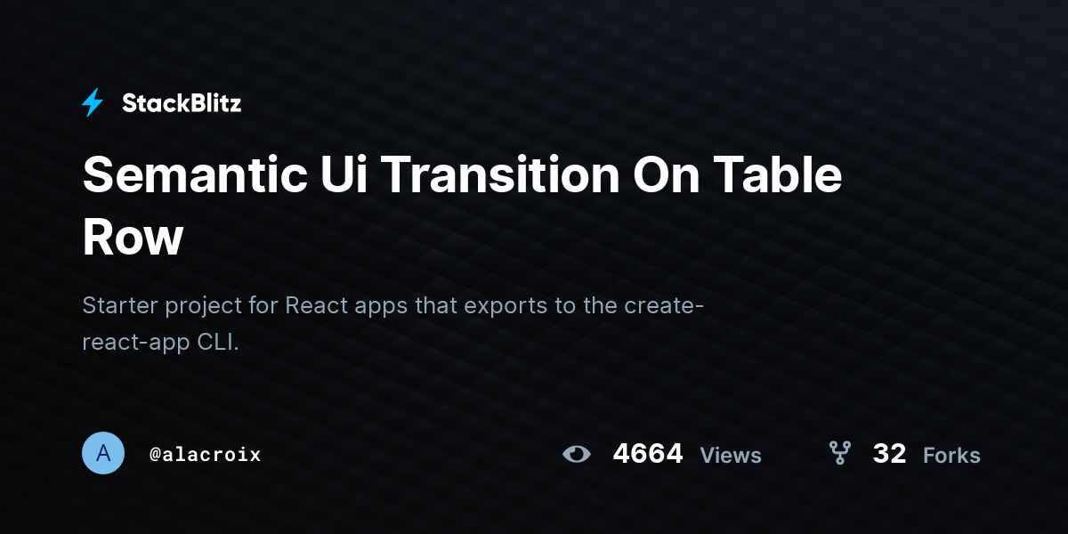 Semantic Ui Transition On Table Row - StackBlitz