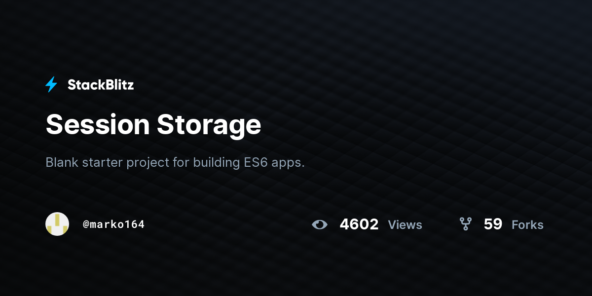 Session Storage - StackBlitz