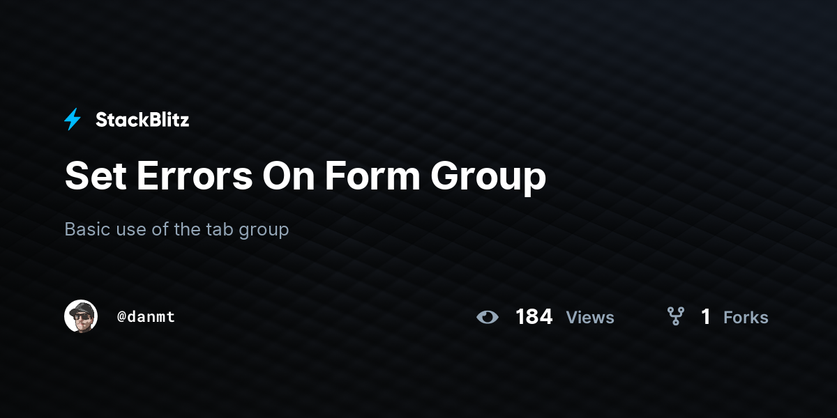 Set Errors On Form Group - StackBlitz