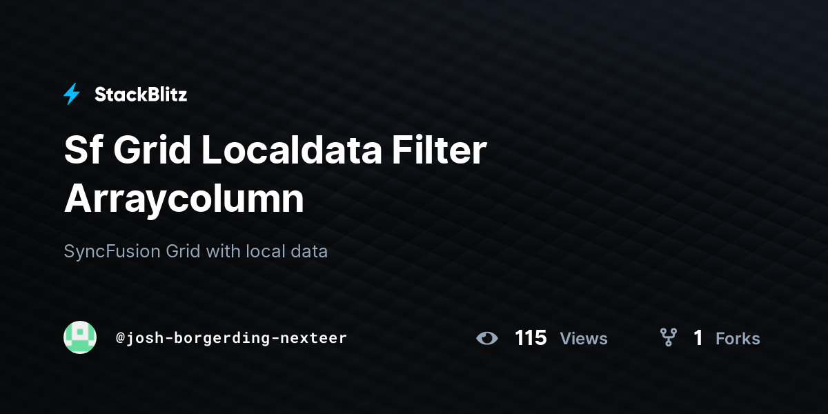 Sf Grid Localdata Filter Arraycolumn - StackBlitz
