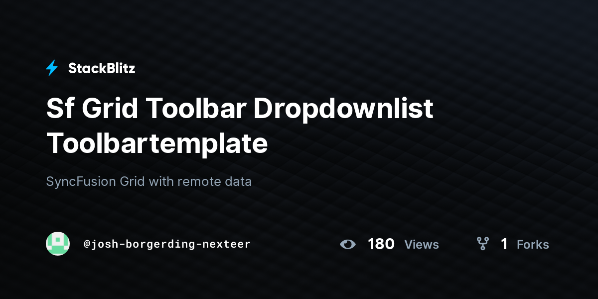 Sf Grid Toolbar Dropdownlist Toolbartemplate - StackBlitz
