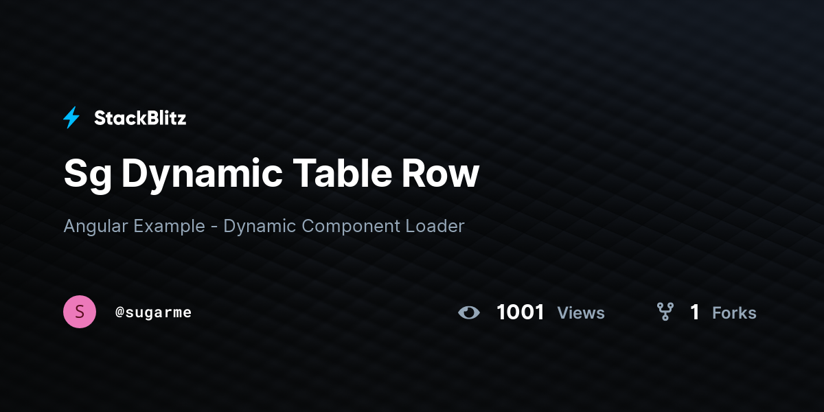 Sg Dynamic Table Row - StackBlitz
