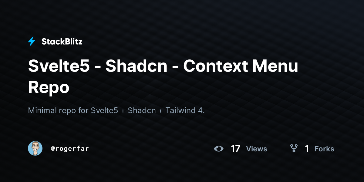 Svelte5 - Shadcn - Context Menu Repo - StackBlitz