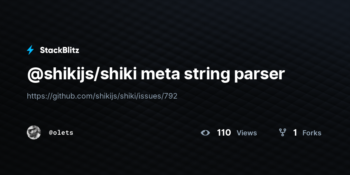 @shikijs/shiki meta string parser - StackBlitz