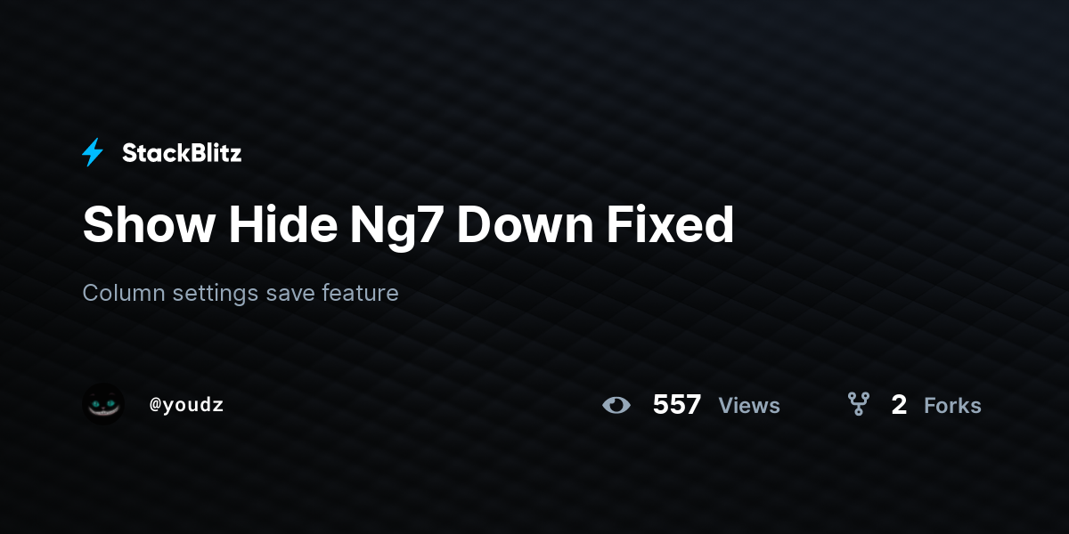 Show Hide Ng7 Down Fixed - StackBlitz Show Hide Ng7 Down Fixed - StackBlitz