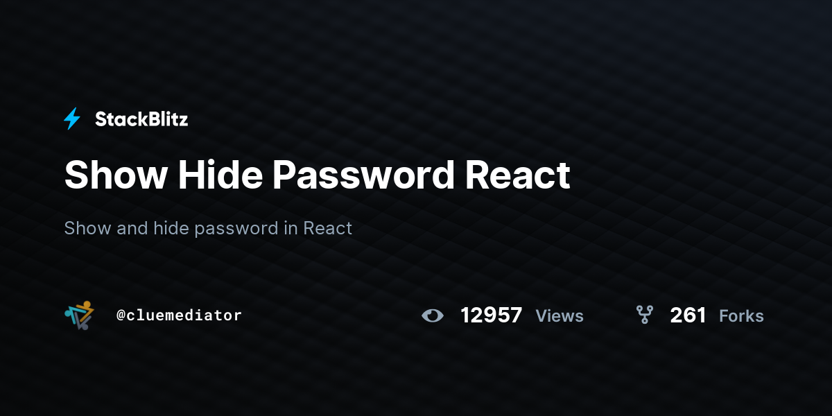 Show Hide Password React Stackblitz