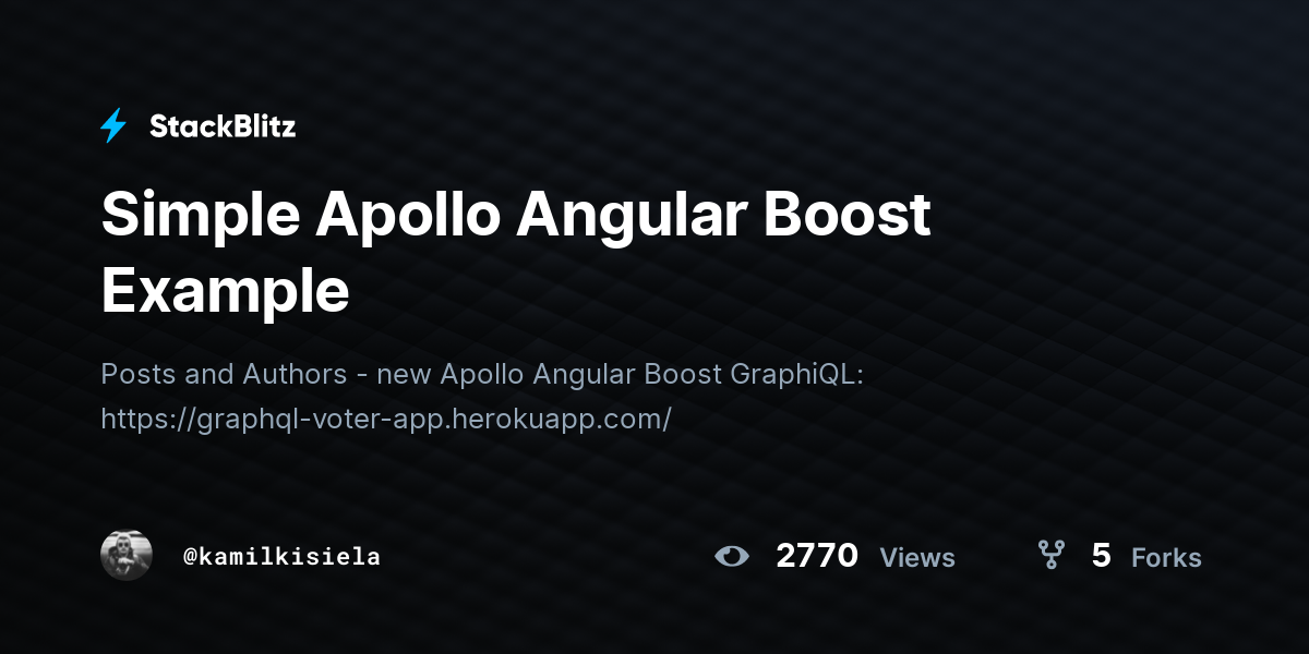 Simple Apollo Angular Boost Example - StackBlitz