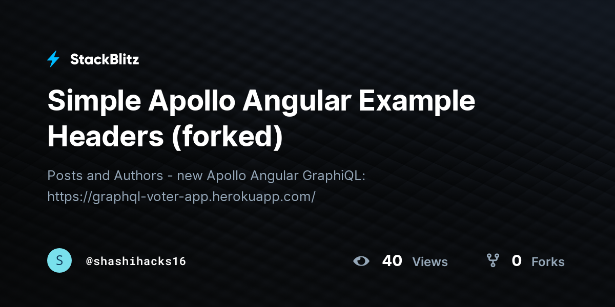 Simple Apollo Angular Example Headers Forked Stackblitz 