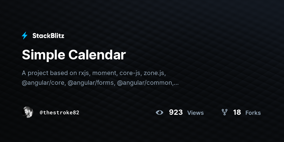 Simple Calendar - StackBlitz
