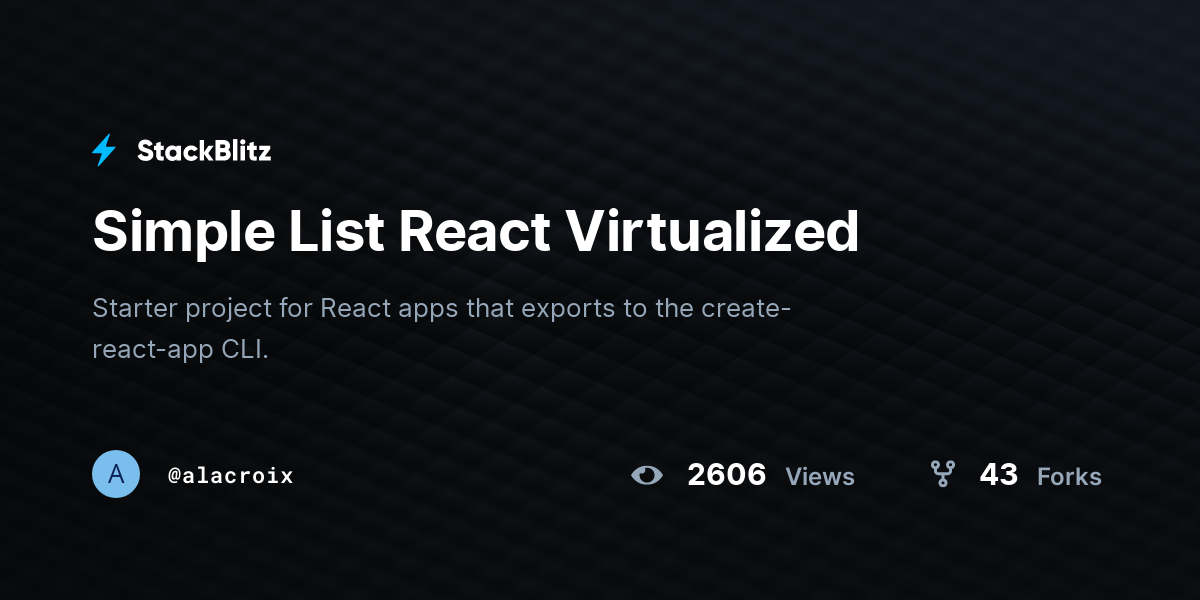 Simple List React Virtualized - StackBlitz Simple List React Virtualized - StackBlitz