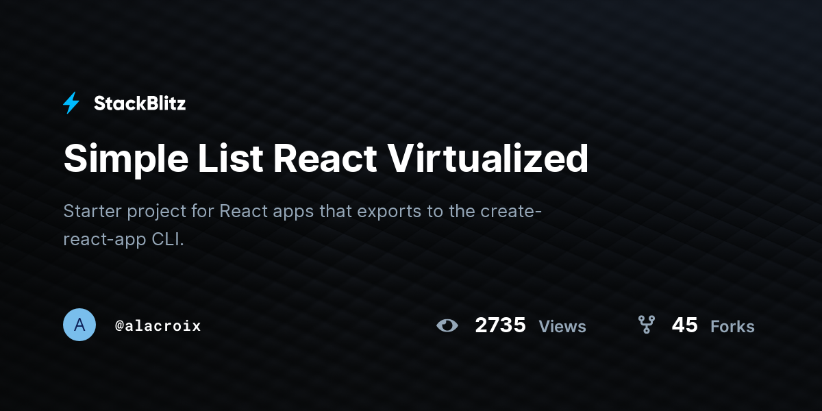 Simple List React Virtualized - StackBlitz