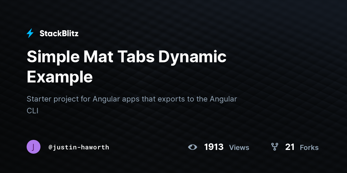 Simple Mat Tabs Dynamic Example - StackBlitz