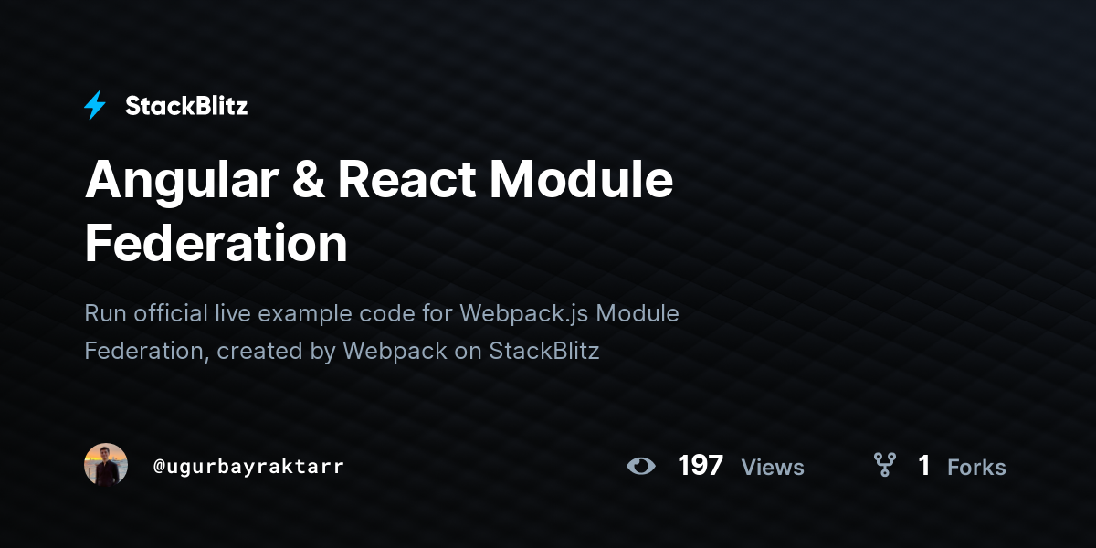 Angular & React Module Federation - StackBlitz
