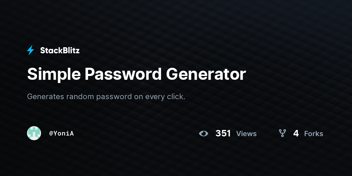 Simple Password Generator - StackBlitz