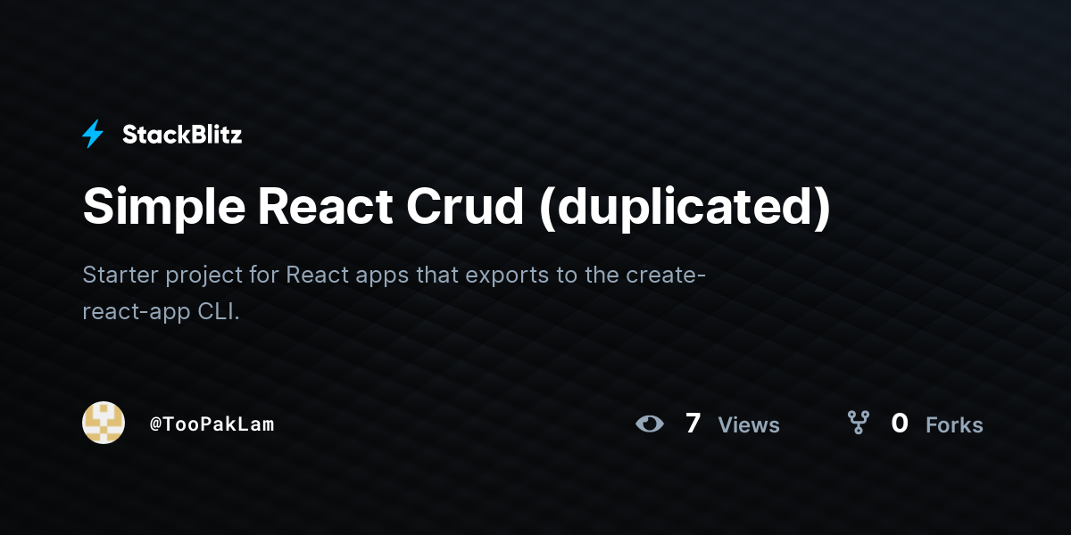 Simple React Crud (duplicated) - StackBlitz