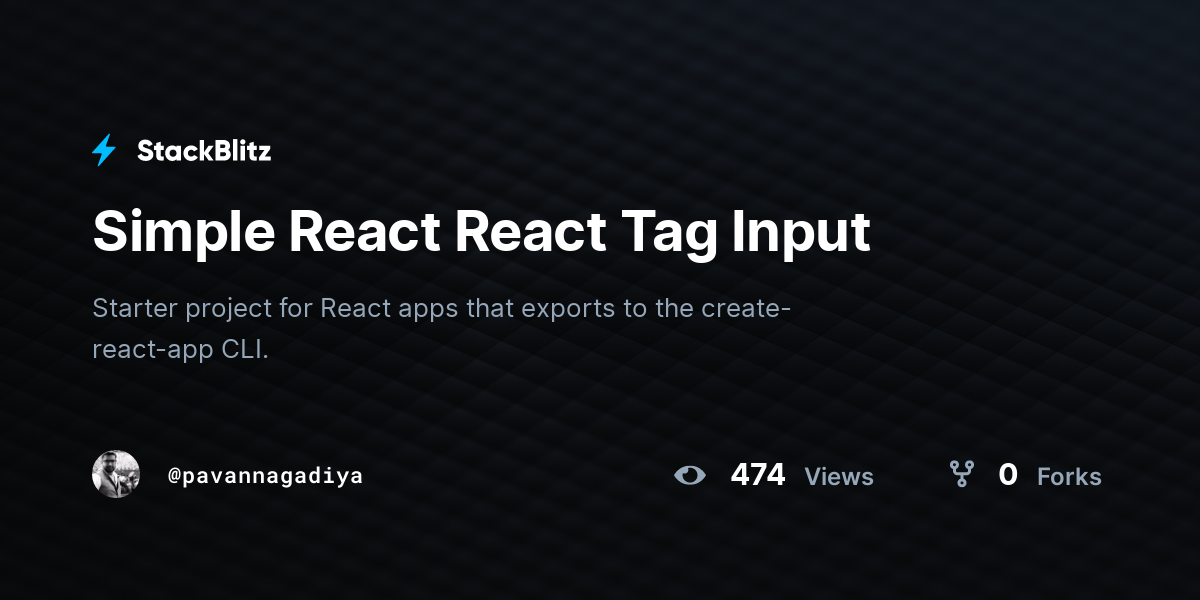 Simple React React Tag Input - StackBlitz
