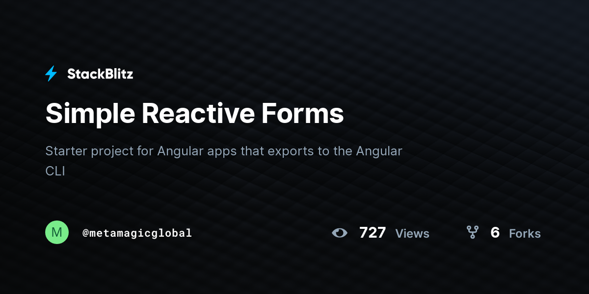 Simple Reactive Forms - StackBlitz