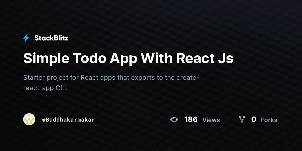 Simple Todo App With React Js - StackBlitz