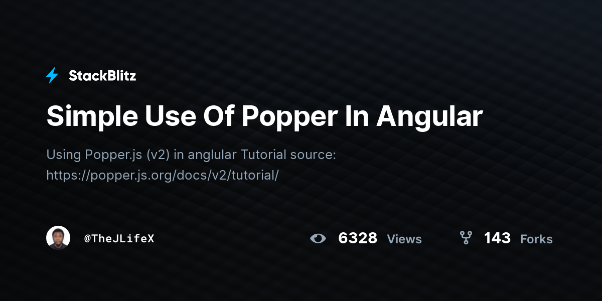 Simple Use Of Popper In Angular - StackBlitz