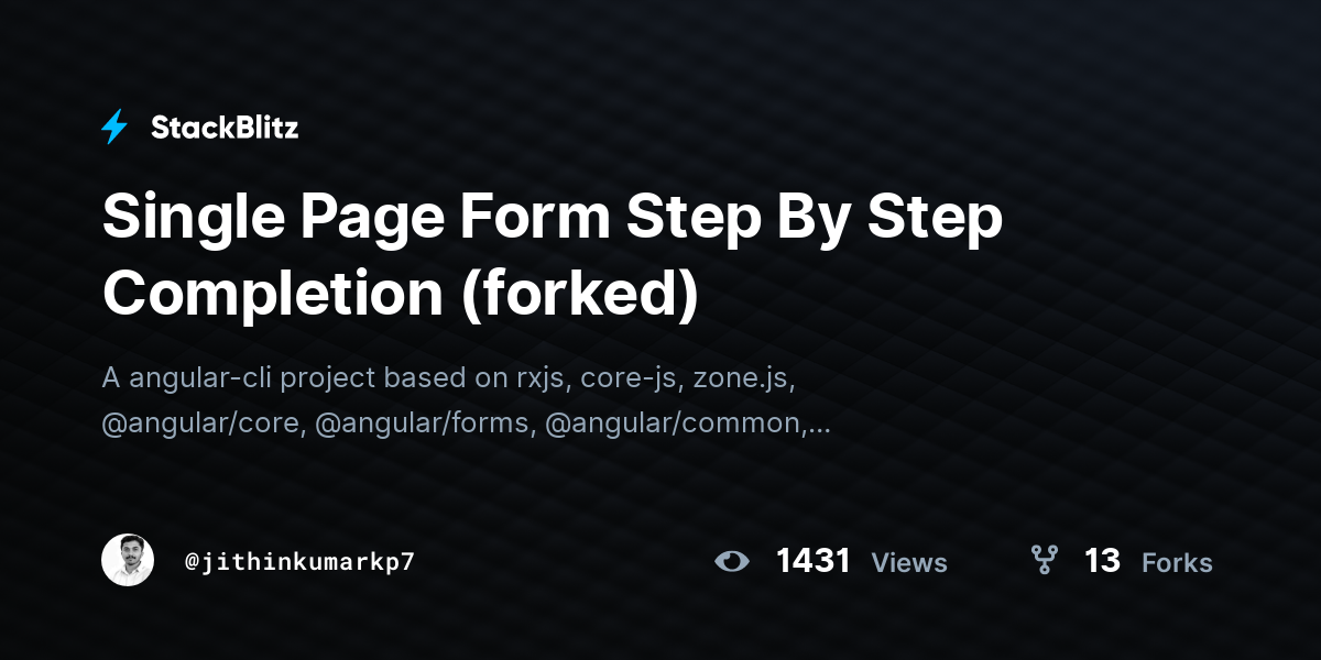 Single Page Form Step By Step Completion (forked) - StackBlitz