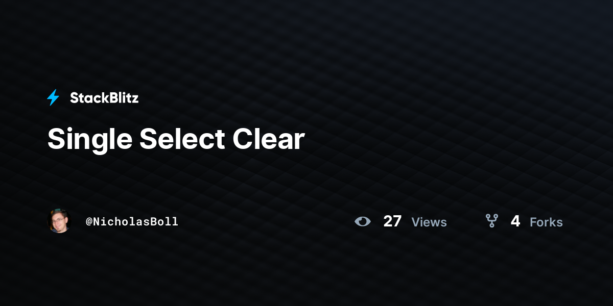 Single Select Clear - StackBlitz