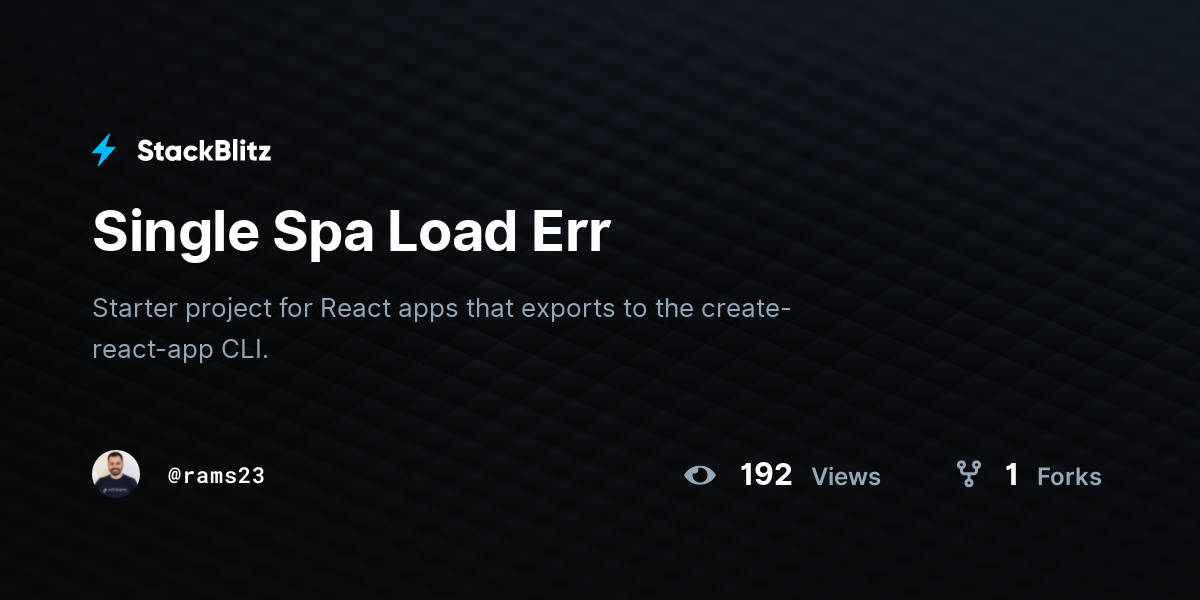 Single Spa Load Err - StackBlitz